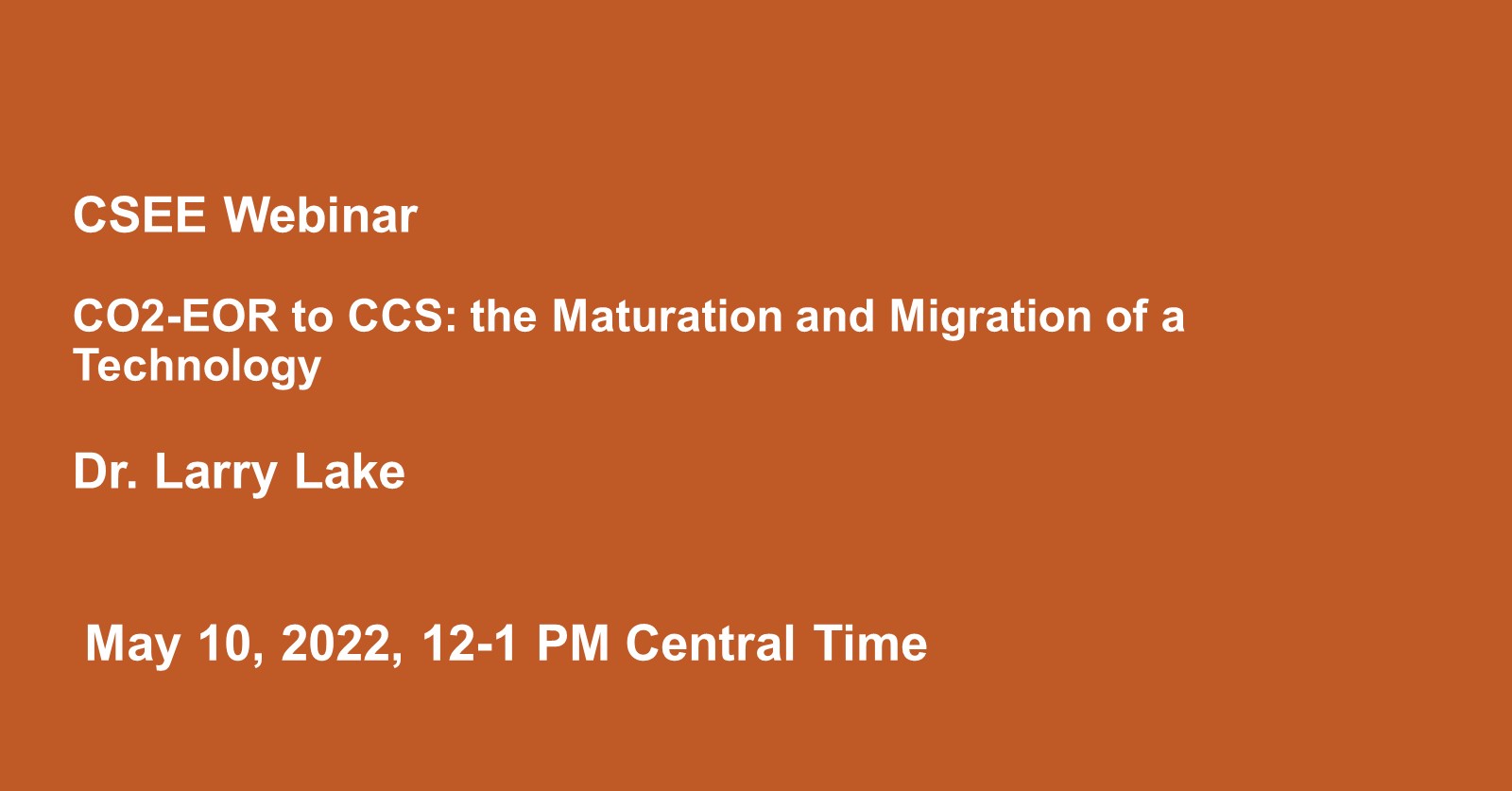 Webinar with Larry Lake